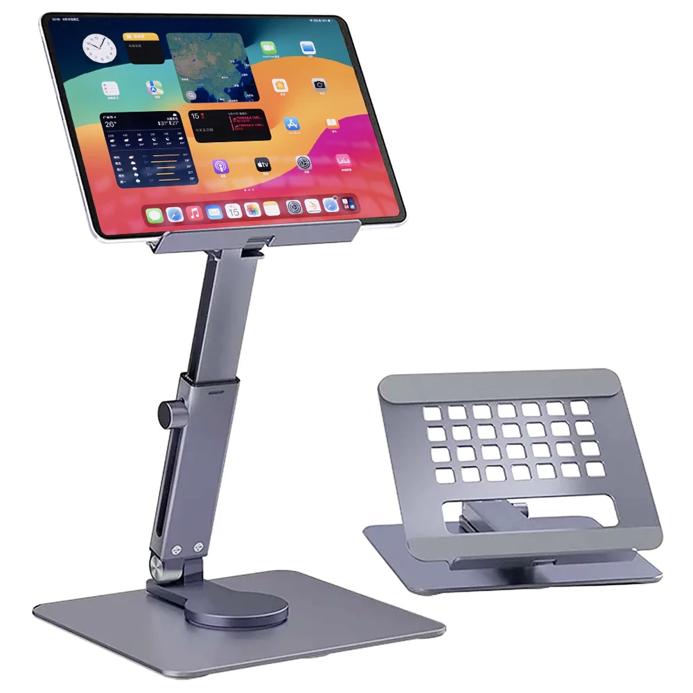Aluminum-Tablet-Stand-Desk-Riser-360-Rotation-Multi-Angle-Height ...