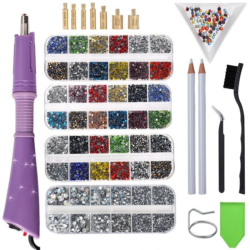 2000Pcs 9600Pcs/box Hot Fix Rhinestones Set/EU or US PLUG Hotfix ...