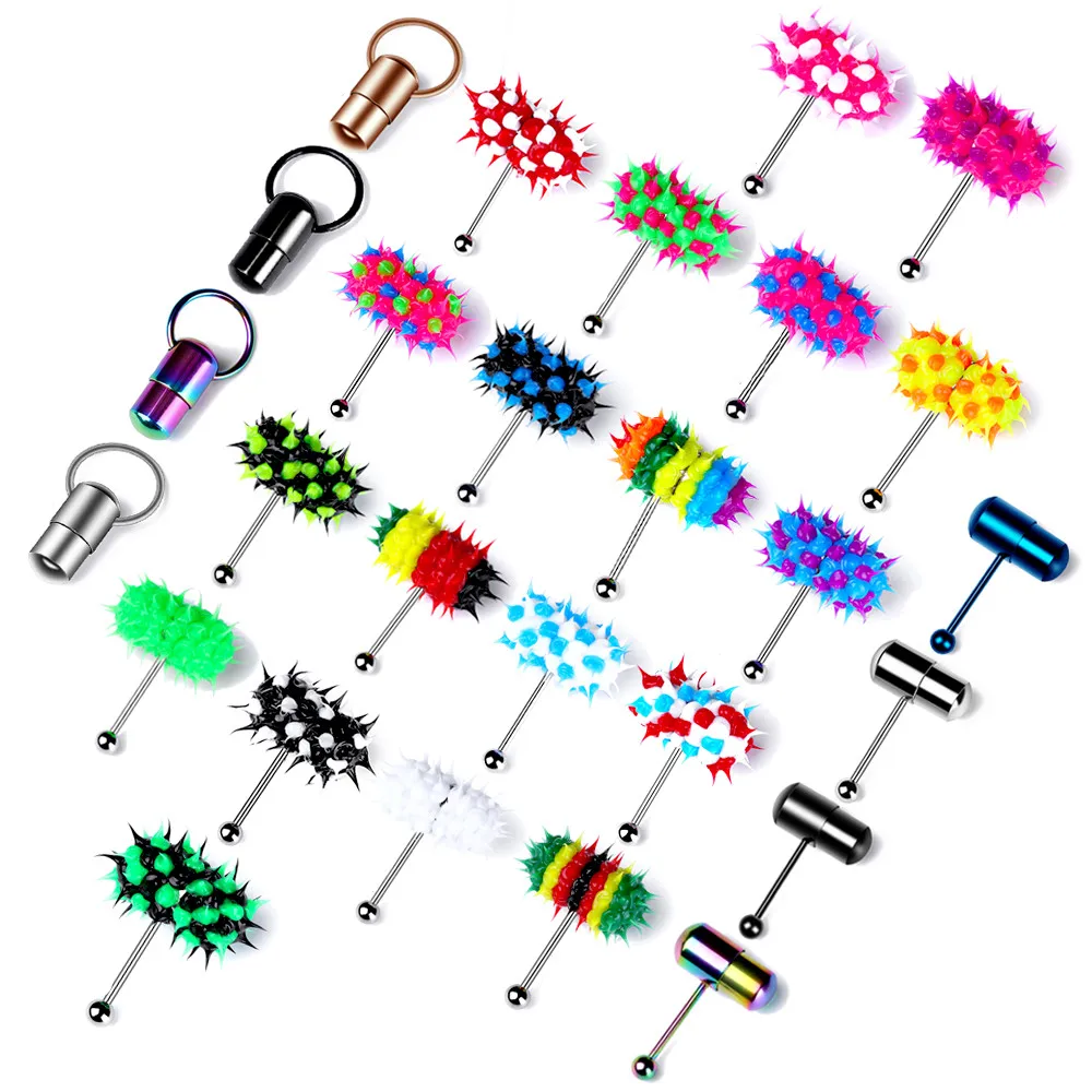 1Piece Fashion Stainless Steel Vibrating Tongue Piercing Ring Silicone ...