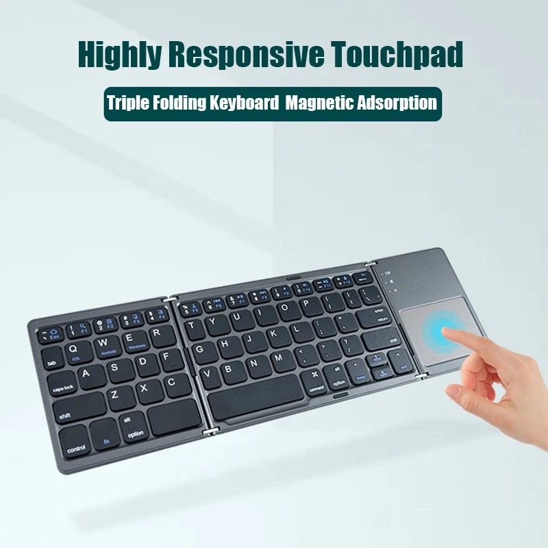 Three Folding Keyboard Bluetooth Wireless Keyboard with Touch Pad ...