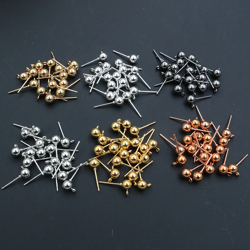 50pcs/lot 3/4/5mm 6 Colors Pin Findings Stud Earring Basic Pins ...