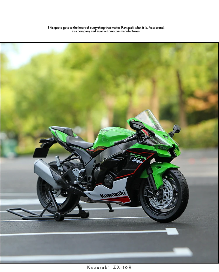 Vert avec boîte - modèle de moto Kawasaki Ninja ZX10R 1-12, Véhicule de Collection, Autobike ...