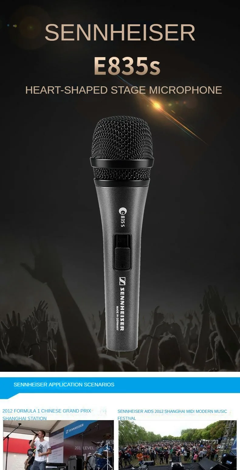 Sennheiser-Microphone de scène filaire E835s,karaoké,mégaphone,performance universelle,émetteur ...