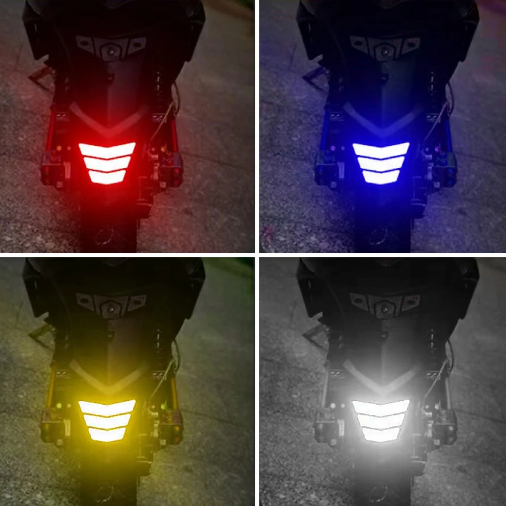 3Pcs-Motorcycle-Stickers-Reflective-Warning-Trapezoidal-Arrow-Tail ...