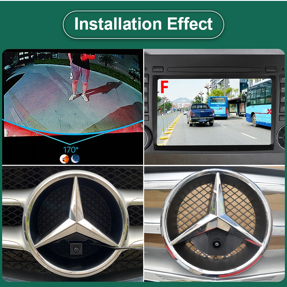 Caméra de recul,caméra avec logo avant AHD 1080P, pour mercedes-benz ...