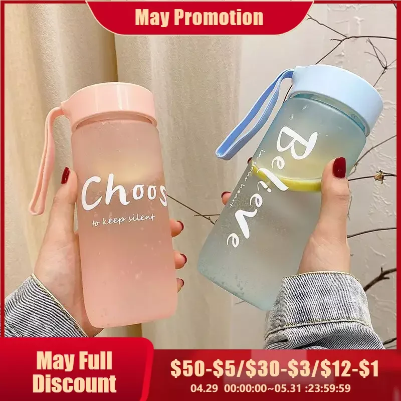 600ml-Outdoor-Water-Bottle-Large-Capacity-Sports-Frosted-Plastic-Cup ...