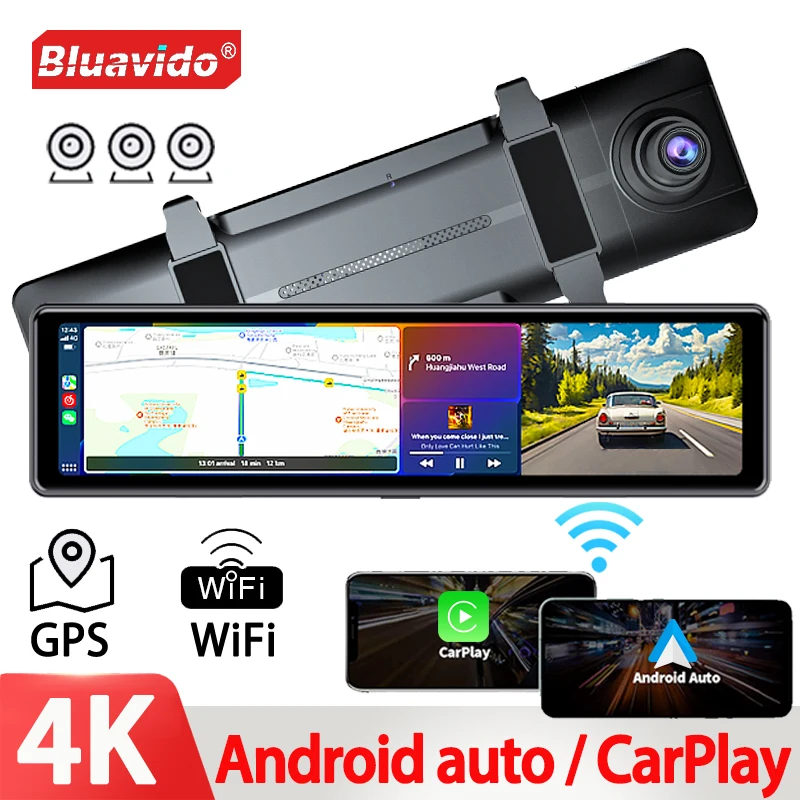 3-Cameras-Dash-Cam-1080P-Car-Mirror-Video-Recording-Carplay-Android ...