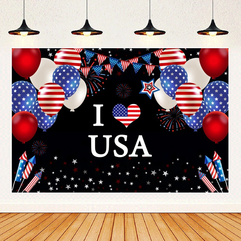 American-Theme-Backdrops-I-Love-USA-Birthday-Home-American-Style-Party ...
