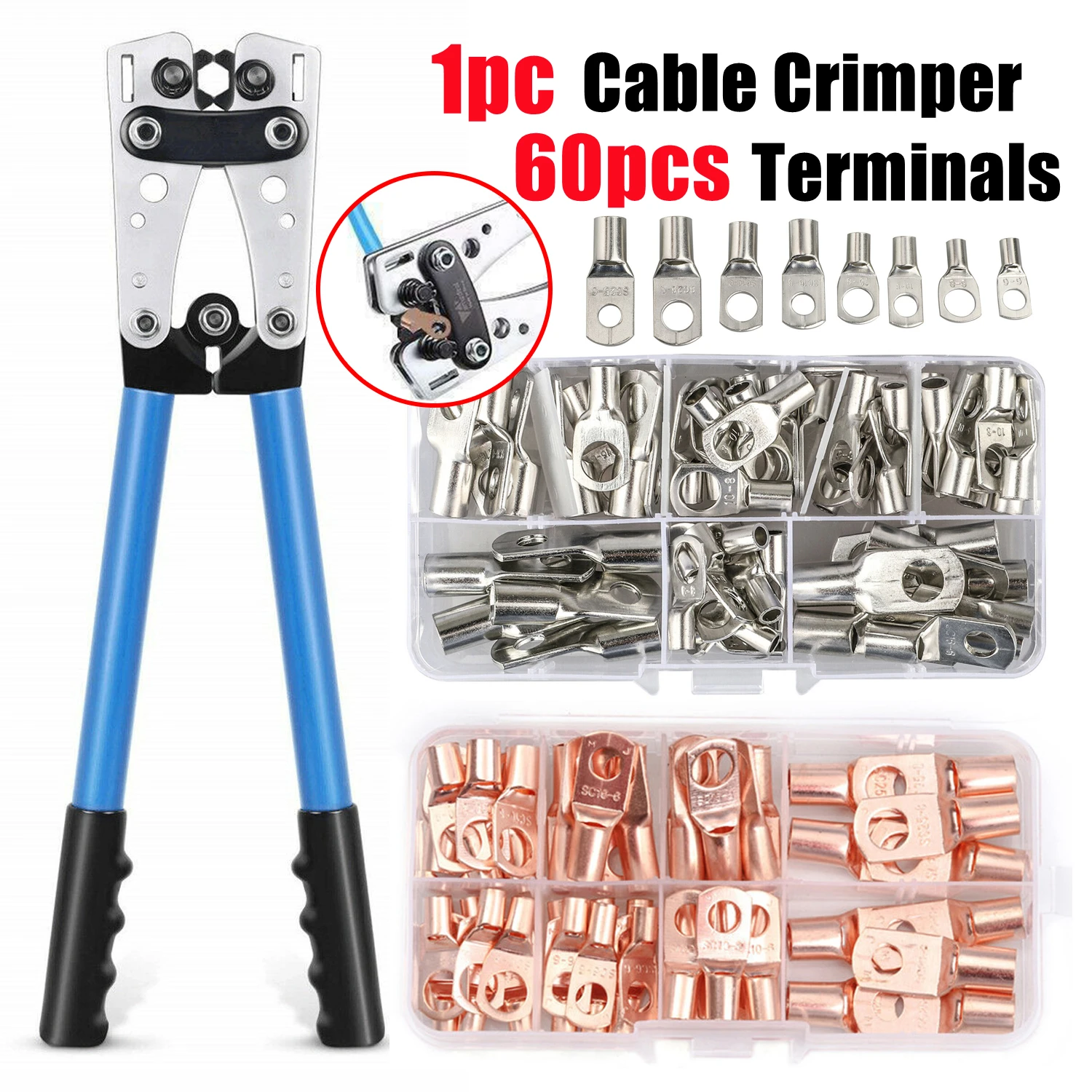 Terminales de anillo de cobre para coche, Conector de crimpado de Cable ...