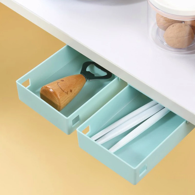 Hidden-Storage-Drawer-Organizer-Hanging-Punch-free-Blue-Storage-Boxes ...