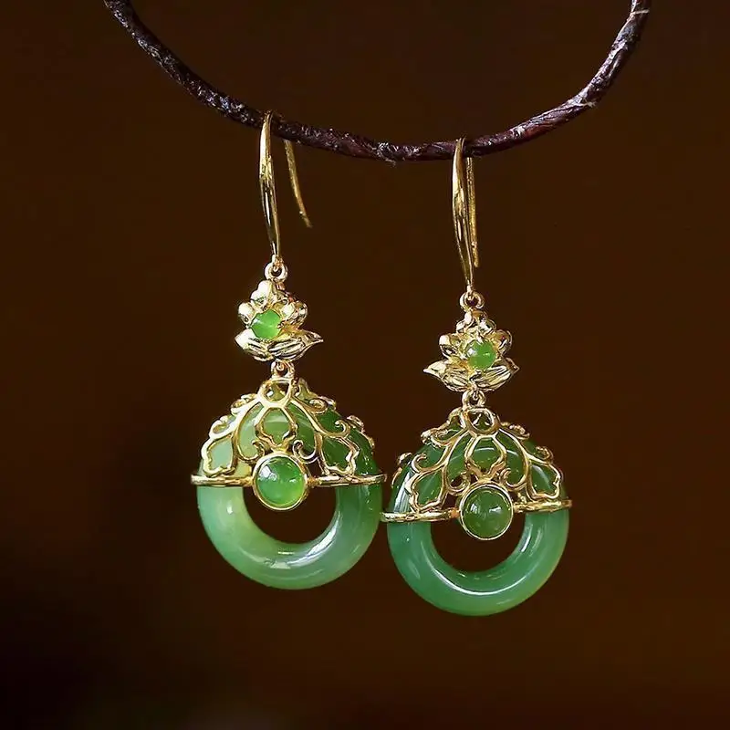 Vintage and Palace Style Fresh Lotus Flower Earrings for Women Natural ...