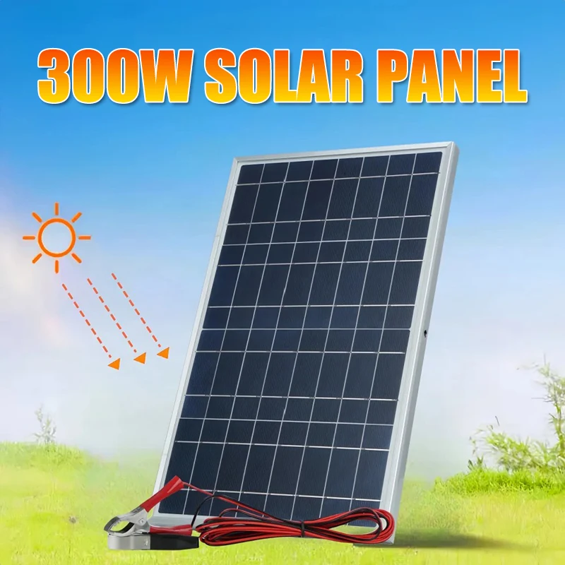 300W-Solar-Panel-12V-Portable-Solar-Cell-Outdoor-Rechargeable-Solar-Kit ...