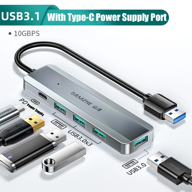 SAMZHE USB C Hub USB Type C 3.1 to 4K RJ45 PD USB 3.0 OTG Adapter USB C ...