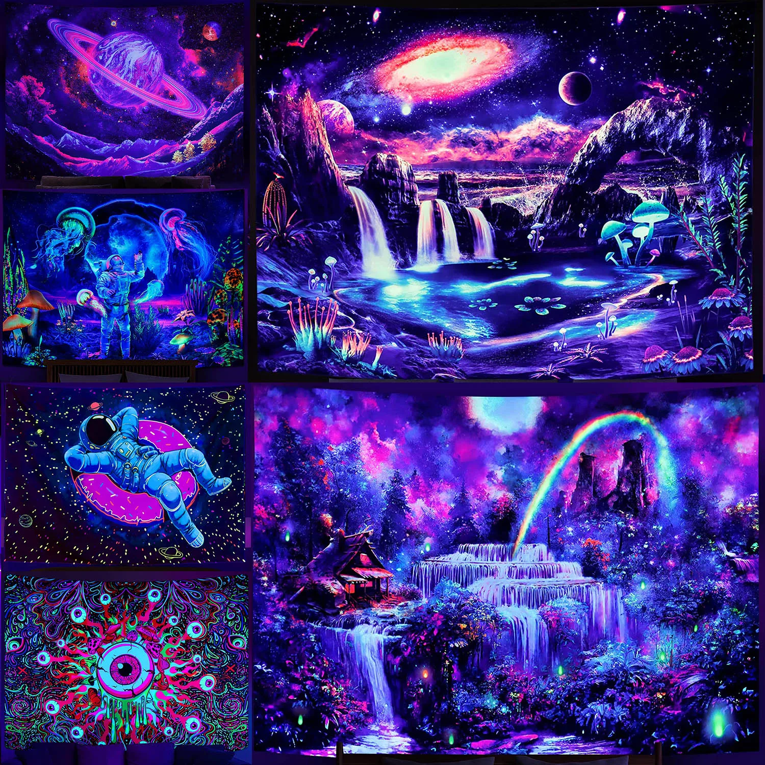 Trippy-Planet-Tapestry-UV-Reactive-Waterfall-Landscape-Room-Decor ...