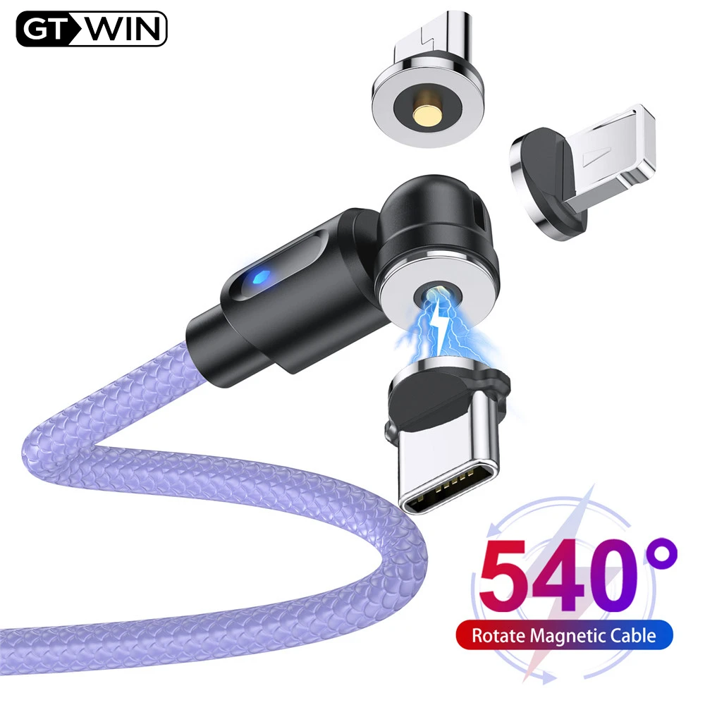 540 Rotate Magnetic USB Cable Type C Cable Fast Charging For iphone ...