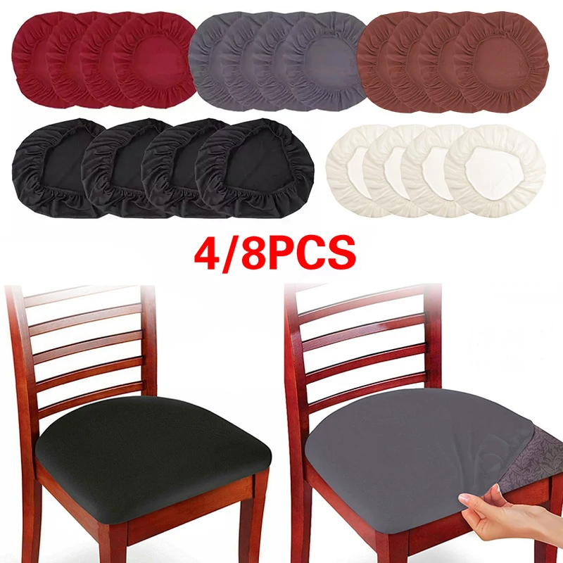 8/4PCS Soft Chair Cover Fit For Oblong/Square /Round Chair Elastic ...