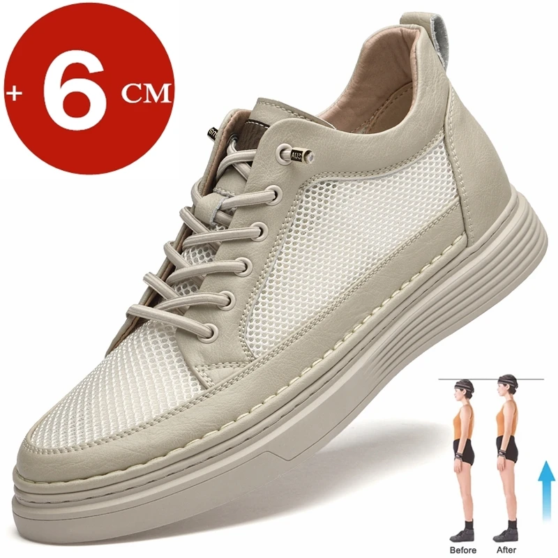 New-Summer-6cm-Men-Elevator-Shoes-Casual-Men-Sneakers-Cow-Leather-mesh ...