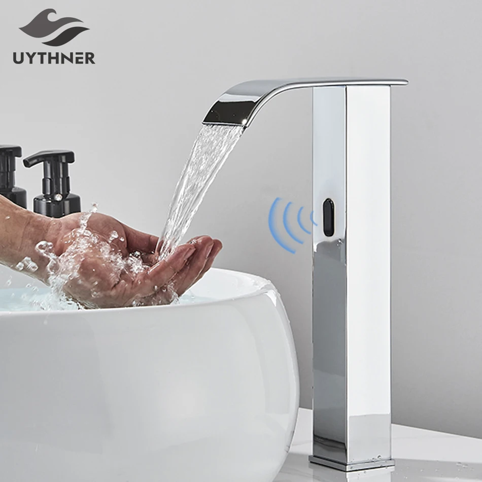 Luxury-Bath-Smart-Sensor-Basin-Waterfall-Faucet-Hot-Cold-Water-Mixer ...