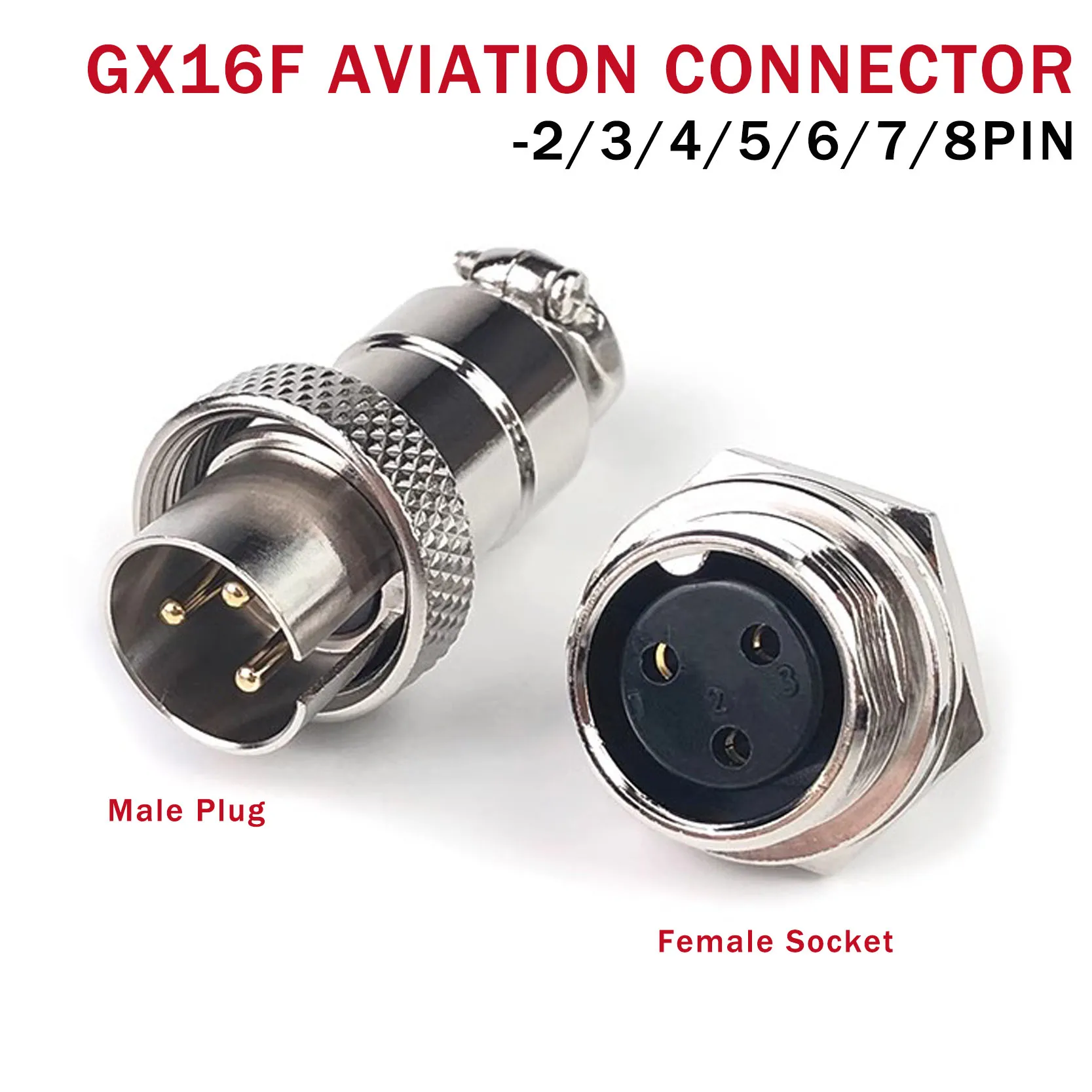 GX16F Plug Copper Goldplated Pins 2 3 4 5 6 7Core8 Pin Aviation ...