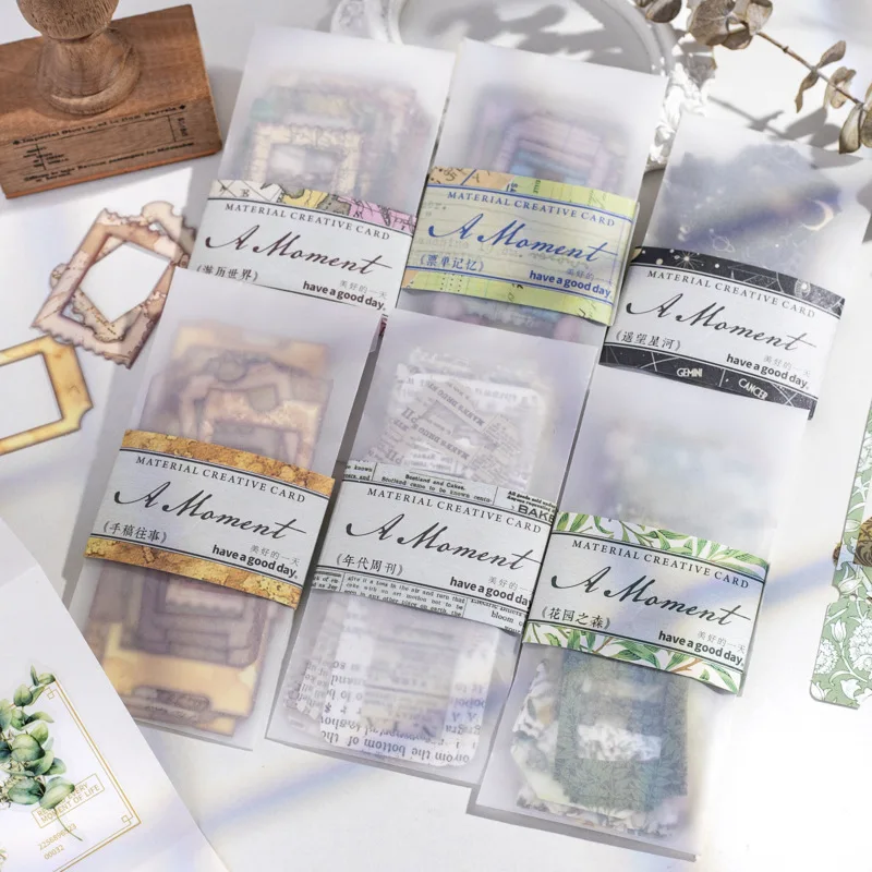 40 Sheets Light Retro Scrapbook Decorative Paper Handbook Material Pack ...