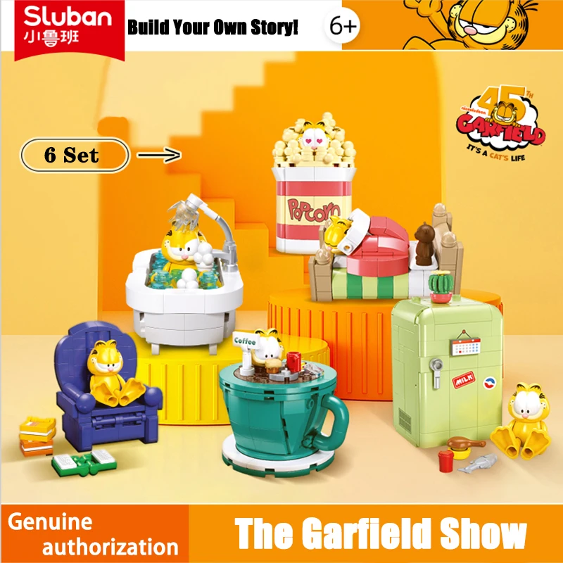 Sluban-bloc-blocks-Garfield-license-theme-street-view-tide-play-pieza ...