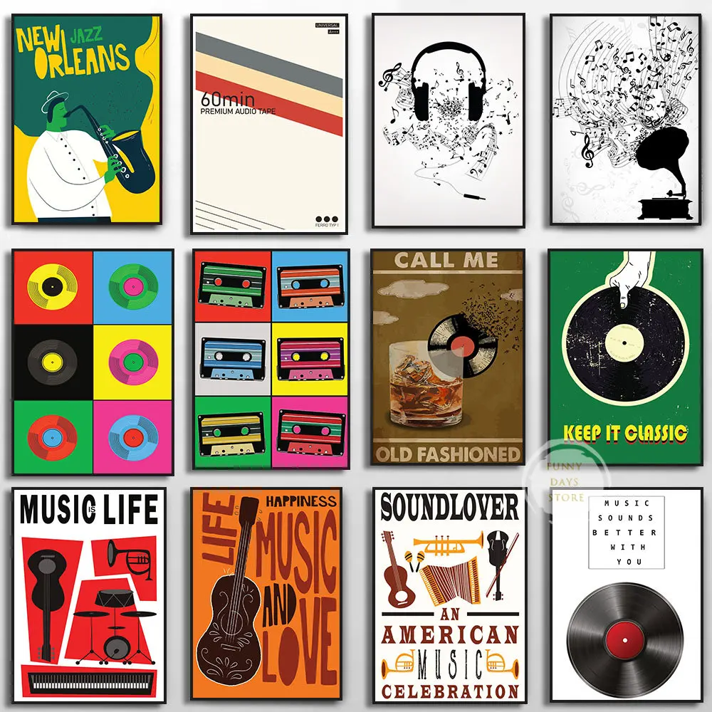 Vintage-Cassette-Poster-Music-Quote-Retro-Records-Vinyl-Music-Canvas ...