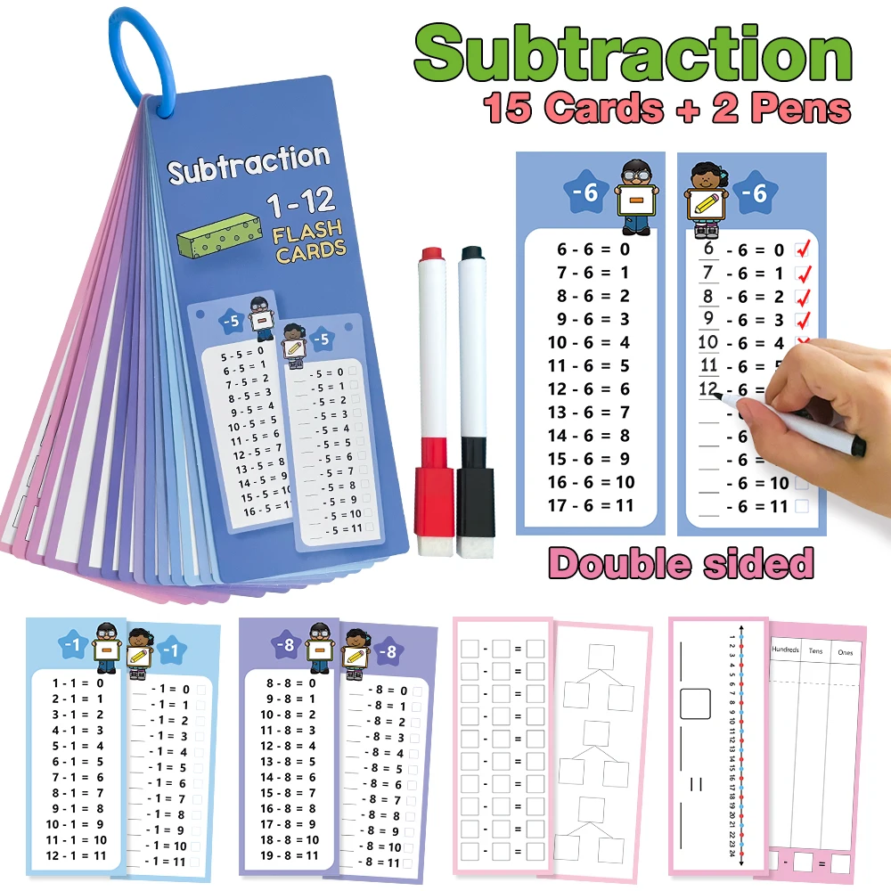 Reutiliz-veis-subtra-o-Flash-Cards-for-Children-Table-1-12-Chart-Flash ...