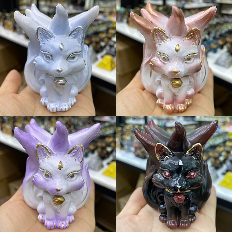 Nine-tailed Fox Spirit Statue Display Stand for Crystal Glass Lens Ball ...