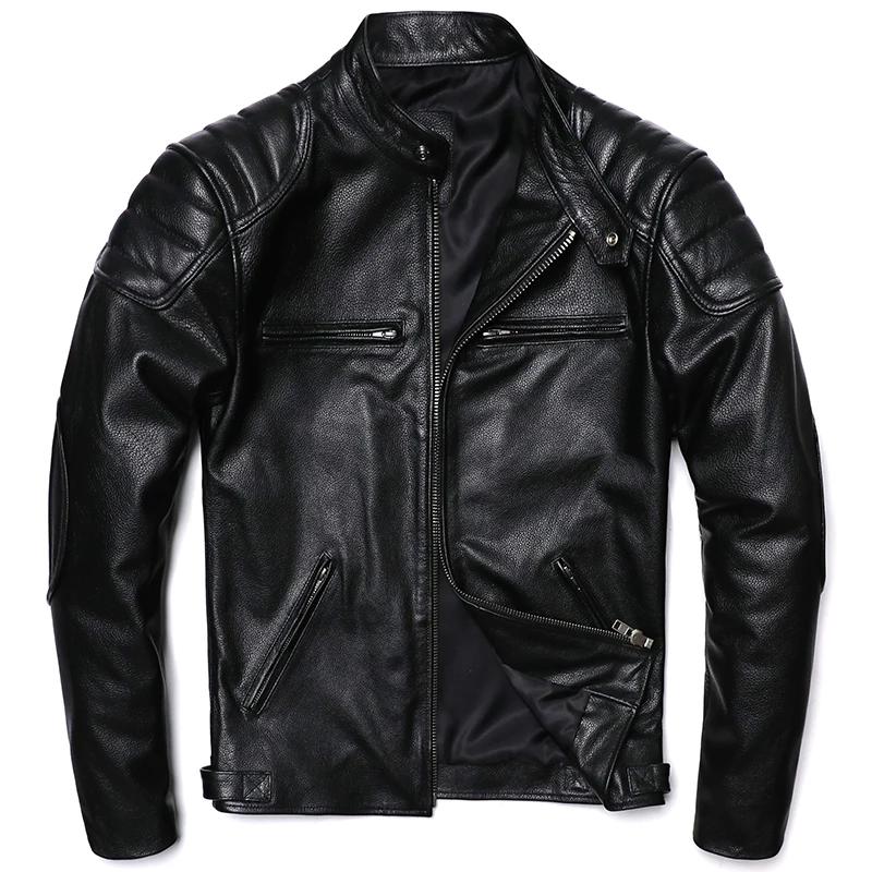 Classical-Motorcycle-Genuine-Leather-Jacket-Men-s-Natural-Cowhide-Slim ...