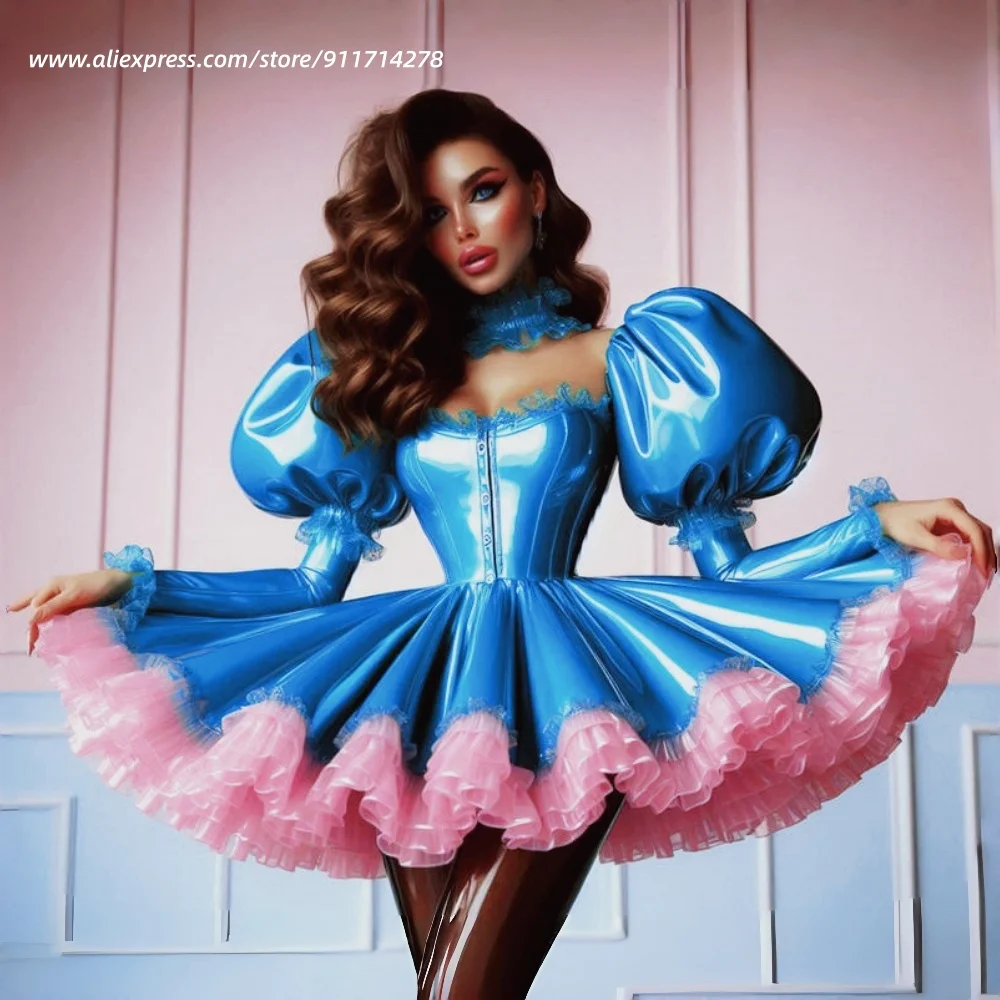 Cosplay Sissy Vestido corto de fiesta Mangas abullonadas Vestido de ...