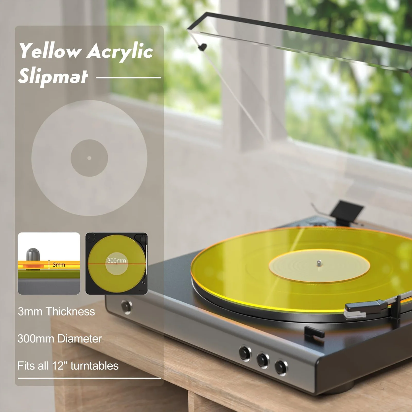 Turntable-Mat-Record-Platter-Slipmat-Low-Noise-Acrylic-Record-Player ...