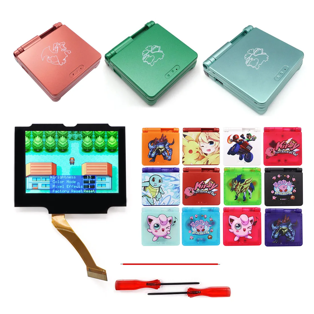 Drop in V5 Pre Laminated Retro Pixel IPS LCD Kits For GBA SP Highlight ...
