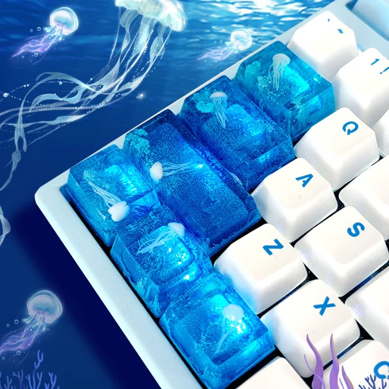 ECHOME-Jellyfish-Keycap-Custom-Blue-Ocean-OEM-Spacebar-Resin-ESC-Anime ...