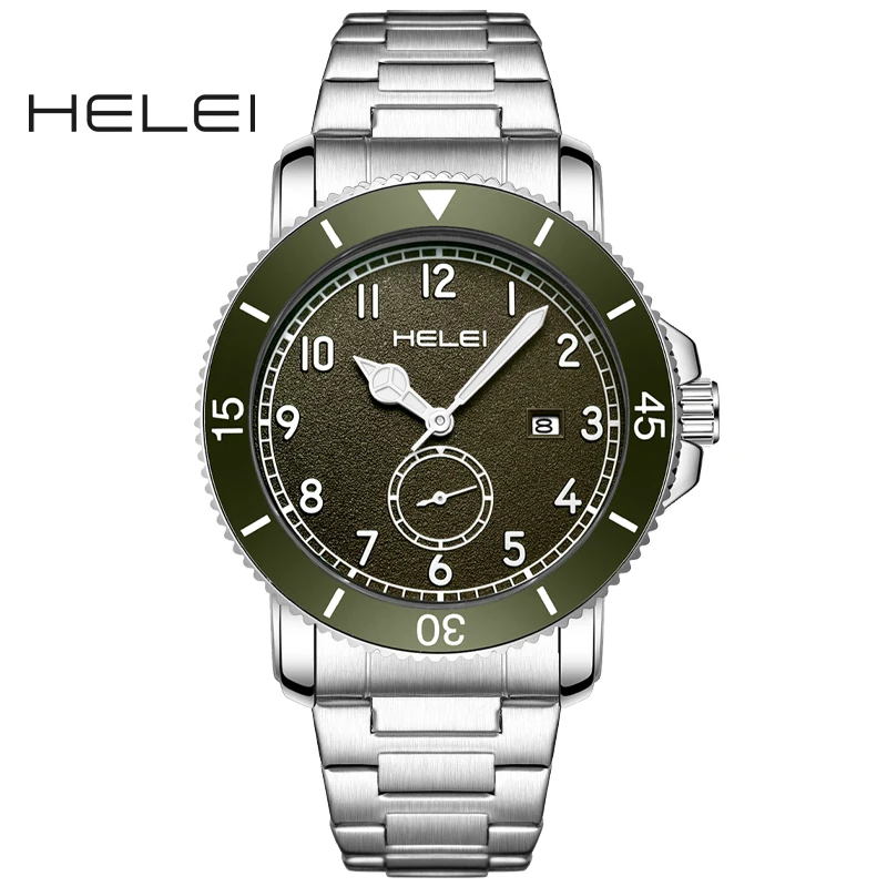 Helei-Mode-neue-Sport-l-ssig-Quarzuhr-Datum-Edelstahl-Armband-Herren ...