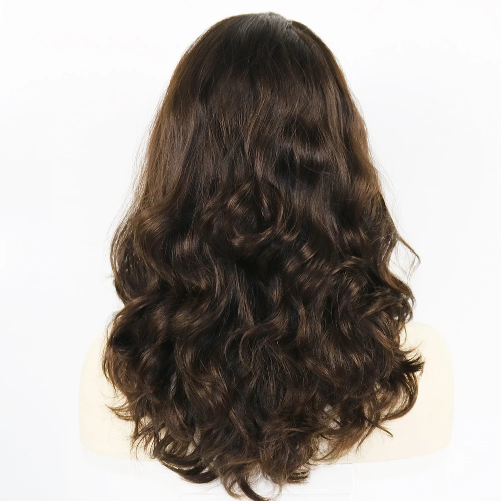 Sheitel Remy Peruca de Cabelo Humano, Kosher Perucas, Castanho Escuro ...