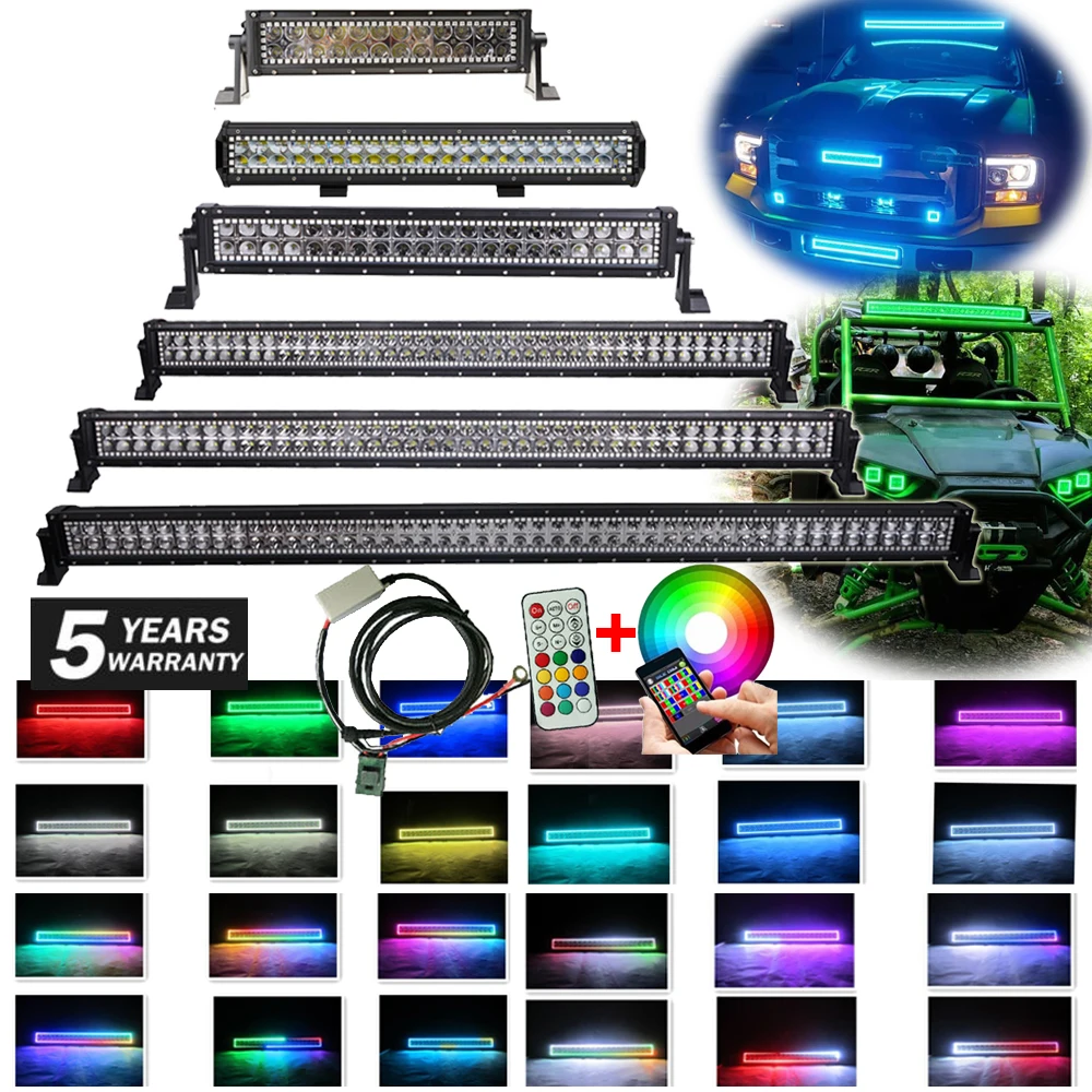 RGB-Halo-Off-road-Led-Light-Bar-Work-Driving-Wiring-Kit-Color-Change-14 ...