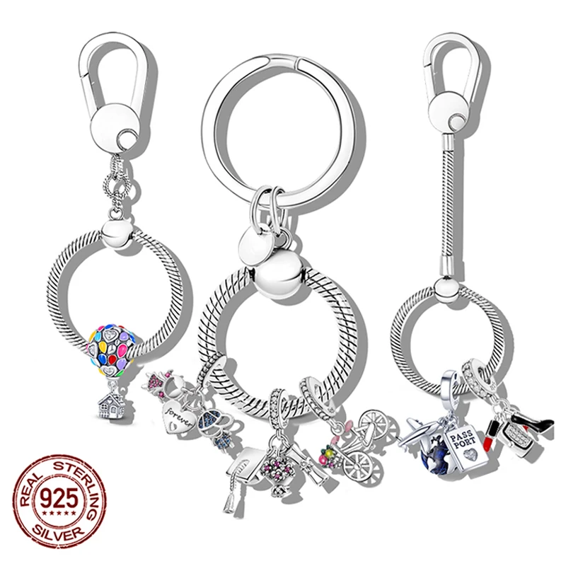 Pendant-Charms-925-Sterling-Silver-Moment-Key-Ring-Small-Bag-Holder-Fit ...