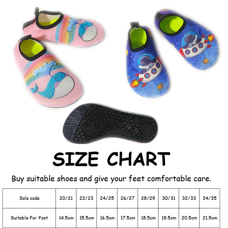 Kids Cartoon Beach Barefoot Quick-dry Wading Aqua Shoes Boys Soft ...