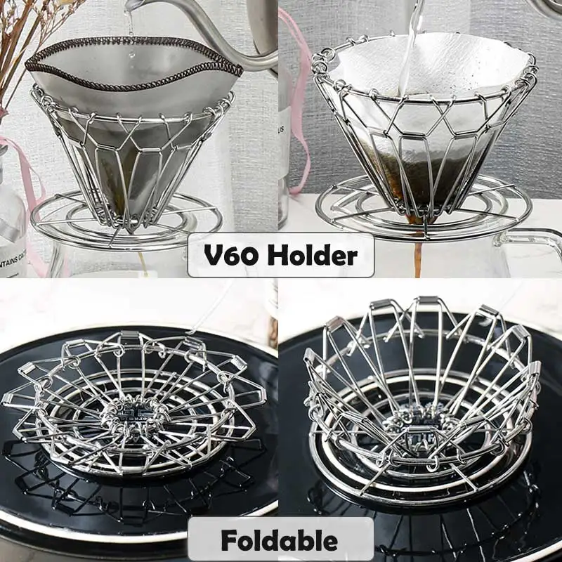 Coffee-Filter-Stainless-Steel-Cone-Pour-Over-Coffee-Dripper-Stand ...