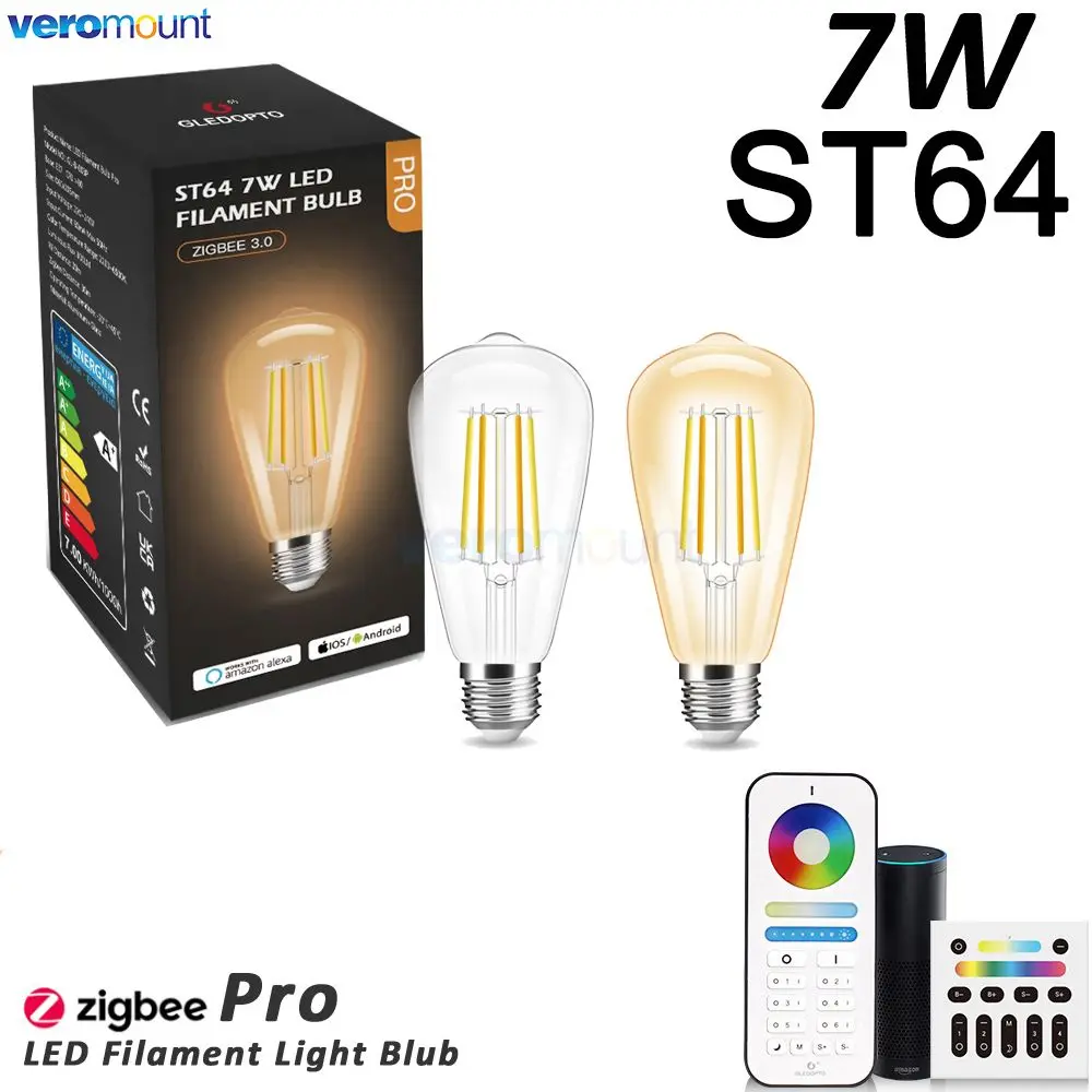 LED-Filament-Light-Bulb-220V-E27-Zigbee-2-4G-Remote-LED-Lamp-Lights ...