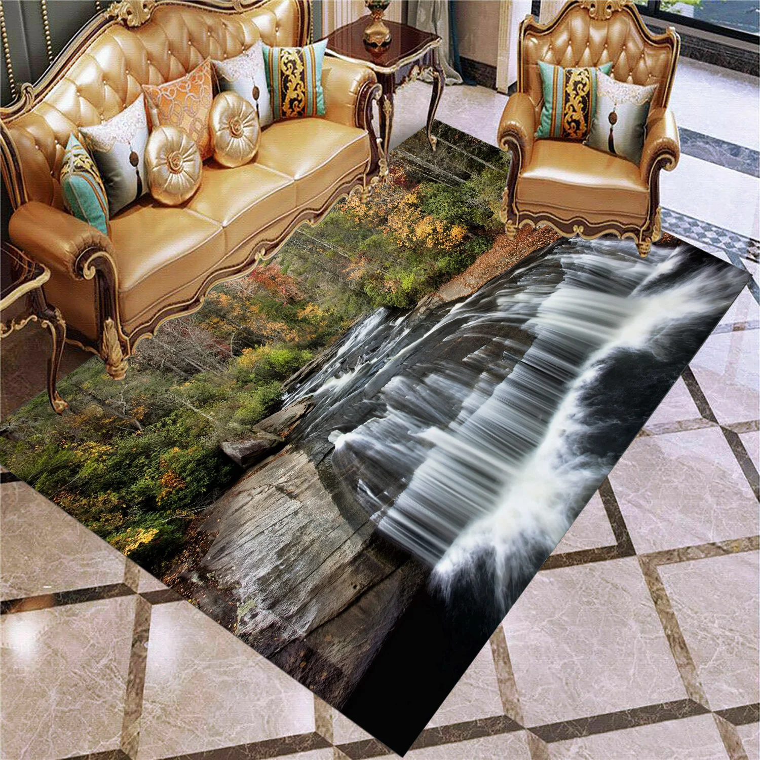 Beautiful waterfall scenery Carpet Floor Carpet Bathroom Carpet ...