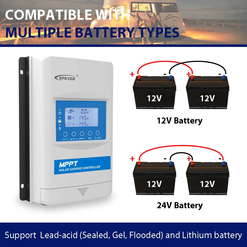 12V 24V Solar Controller EPEVER MPPT Solar Charge Controller - 40A ...