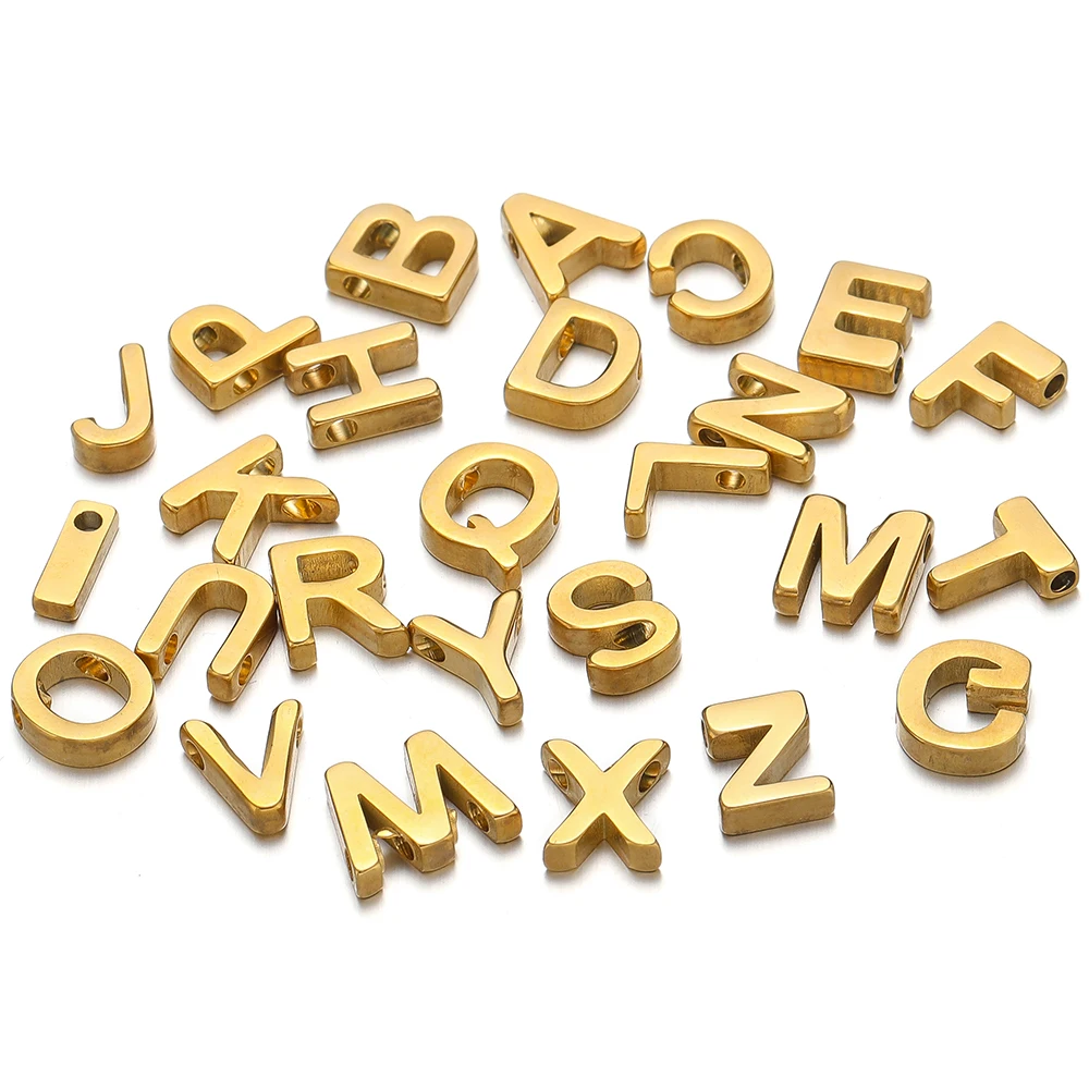 10pcs-Stainless-Steel-Gold-Color-9mm-26-Letters-Beads-for-DIY-Jewelry ...