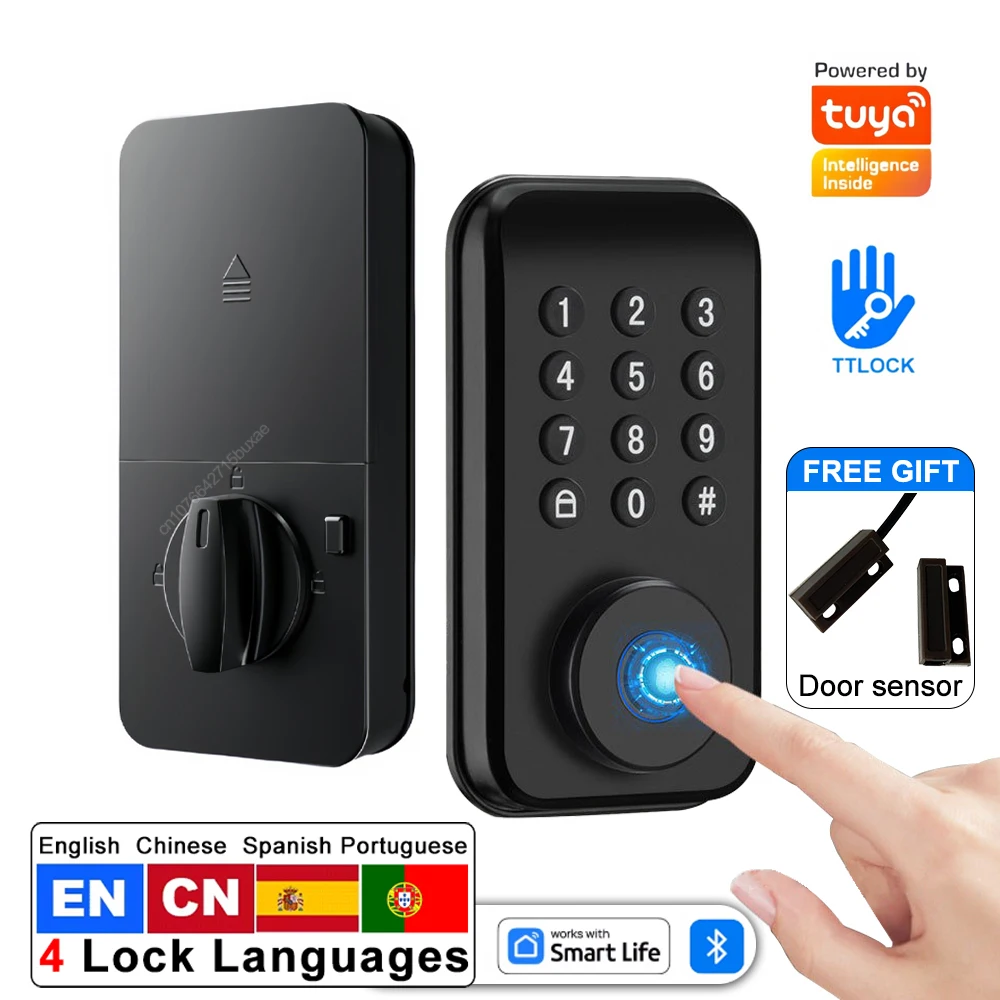 BLE Lock Smart Fingerprint Deadbolt Lock with Latch/Door Sensor Auto ...