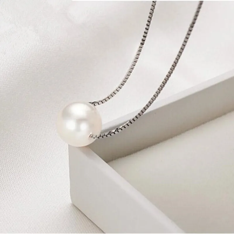 925 Sterling Silver Short Paragraph Korean Fashion Jewelry Pearl Ball ...