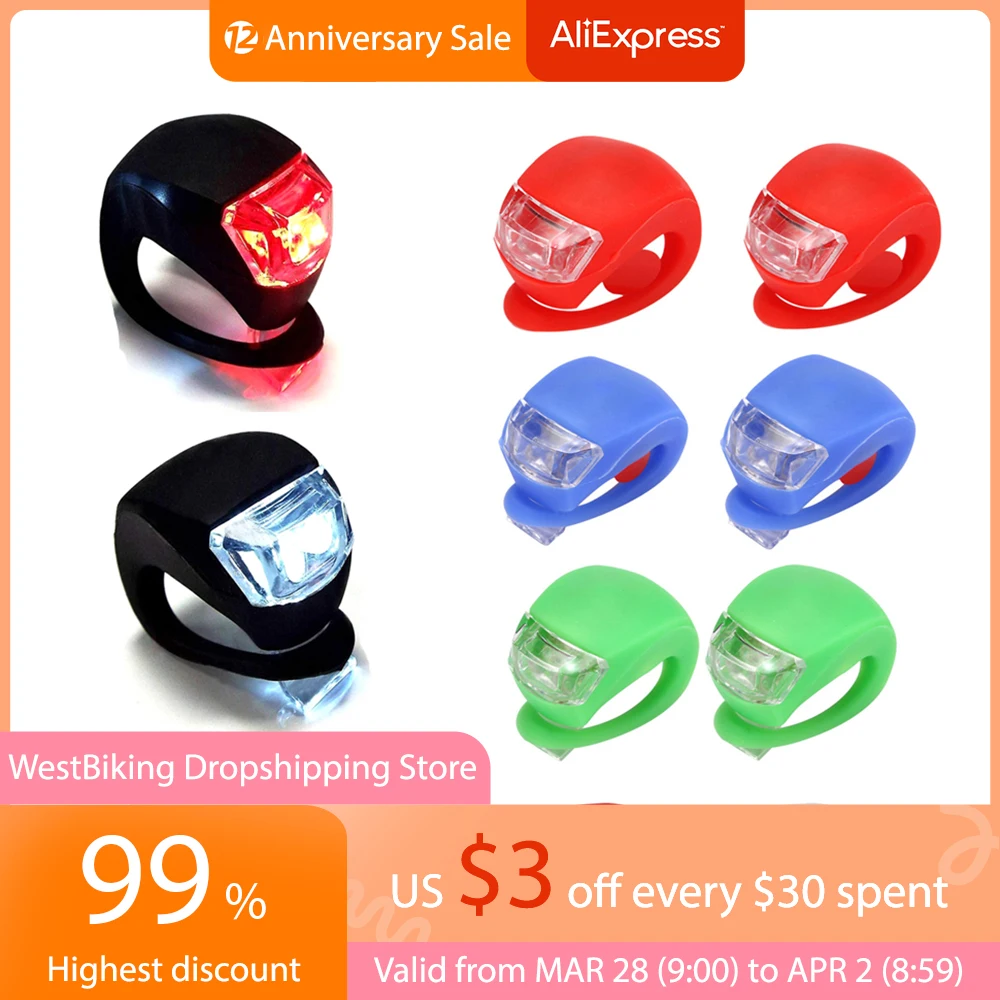 LED-Silicone-Bicycle-Front-Rear-Light-Set-3-Modes-Waterproof-MTB ...