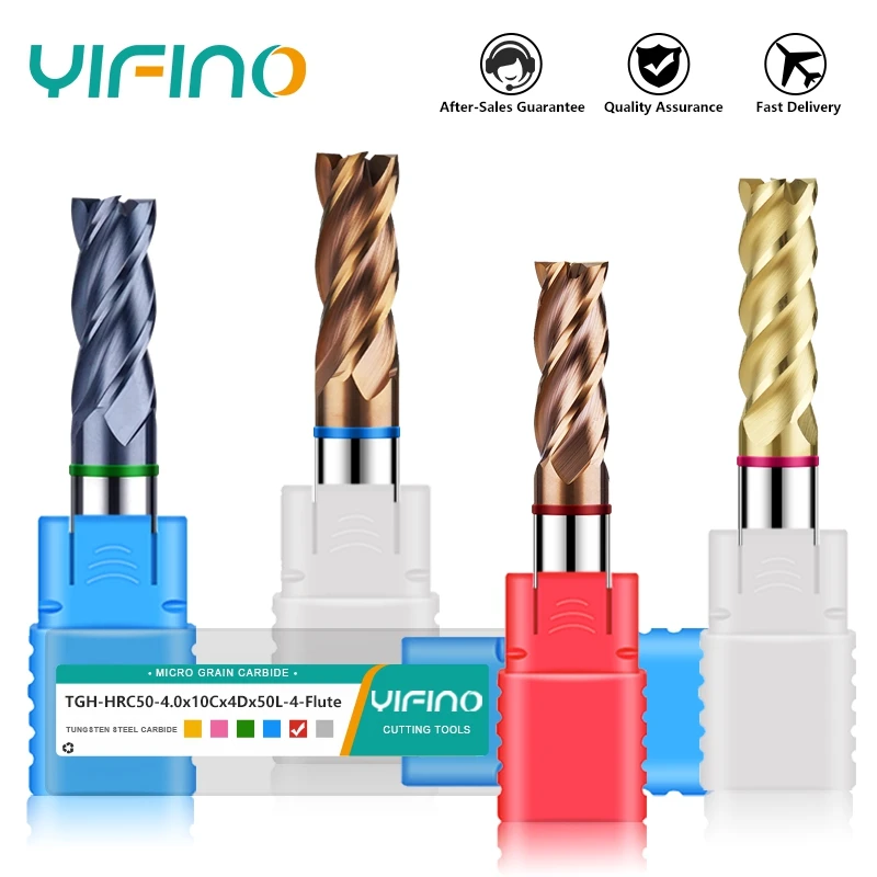 YIFINO-HRC50-HRC55-HRC58-HRC60-4-Flute-Tungsten-Steel-Carbide-Flat-Milling-Cutter-CNC-Mechanical ...