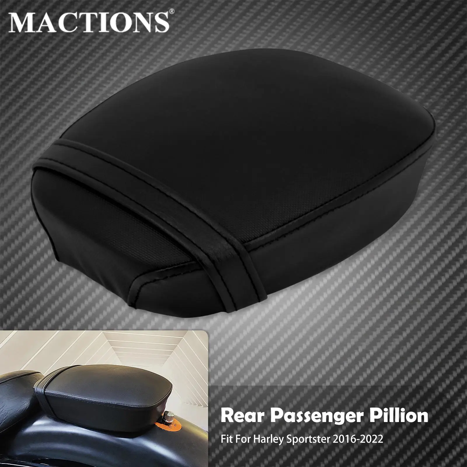 Motorcycle-Black-Passenger-Rear-Seat-Pad-Leather-Pillow-Cushion-For ...
