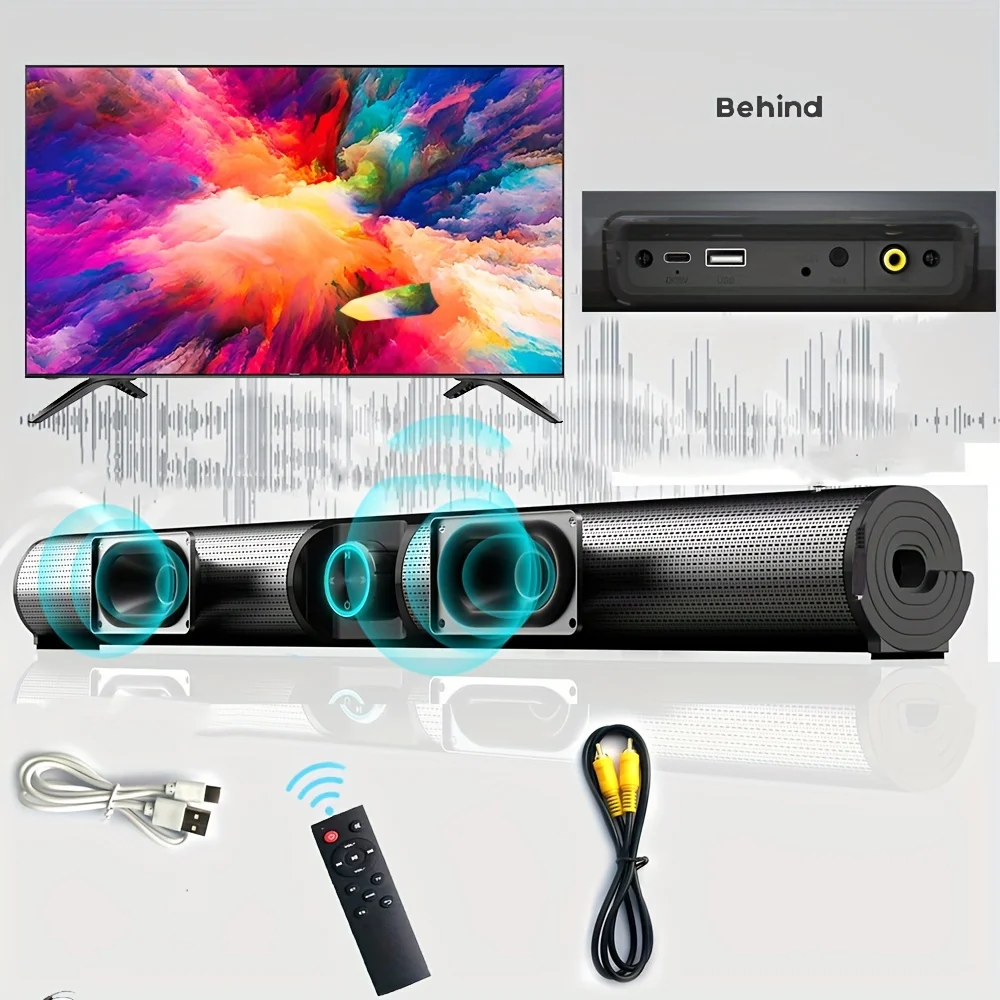 20W-Sound-Bar-With-Remote-Control-Home-Theater-Bass-Soundbar-TF-FM-USB ...