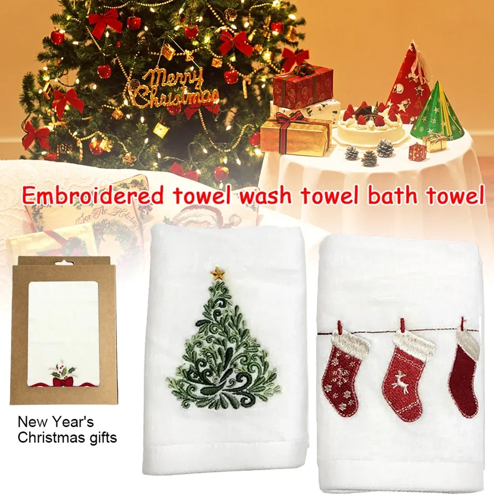 3PCS Christmas Hand Towels Washcloth Pure Cotton Bathroom Christmas ...